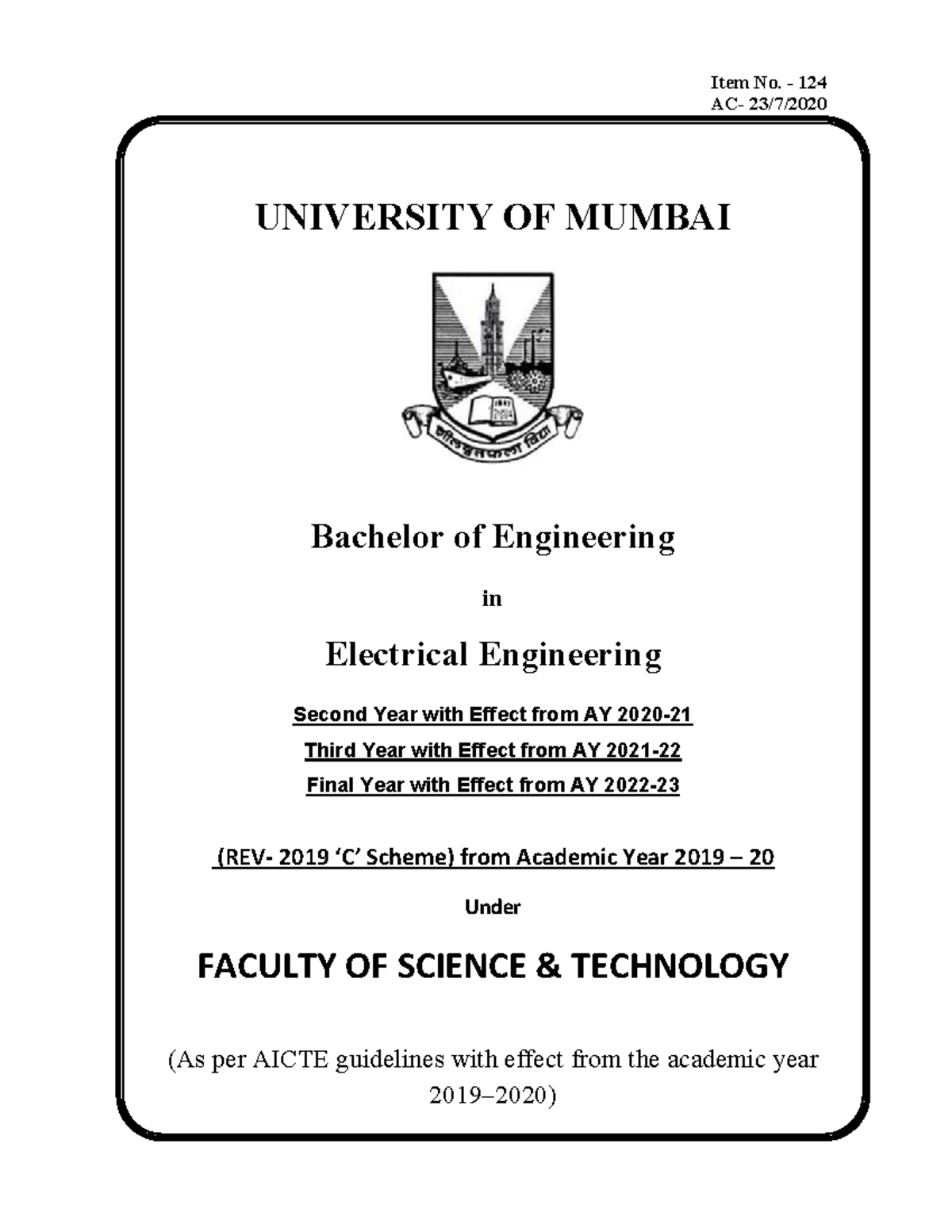 Electrical engineering syllabus sem iv mumbai university - Item No ...