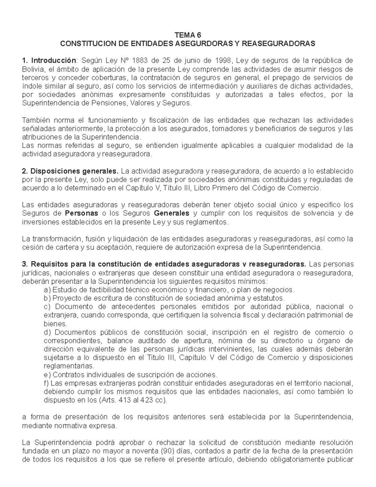 TEMA 6 Constitucion DE Entidades Aseguradoras Y Reaseguradoras - TEMA 6 CONSTITUCION DE ...