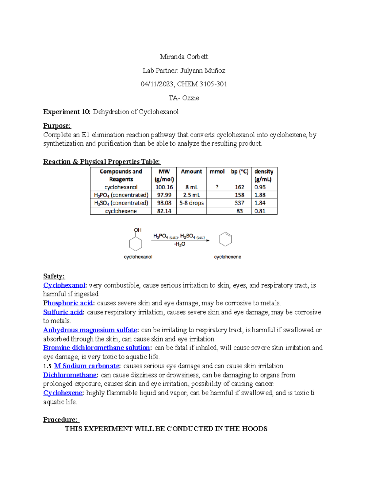 Corbett Lab Report 10 - Completed - Miranda Corbett Lab Partner ...