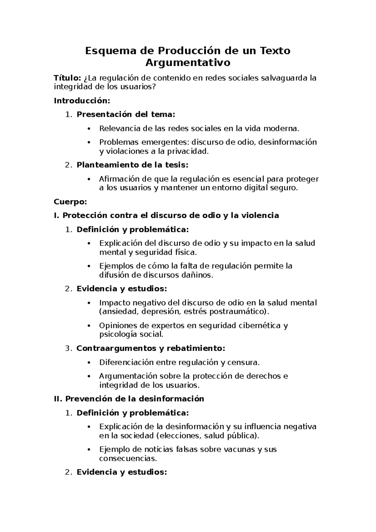 Esquema de Producción de un Texto Argumentativo - Esquema de Producción ... Esquema de Producción de un Texto Argumentativo - Esquema de Producción ...