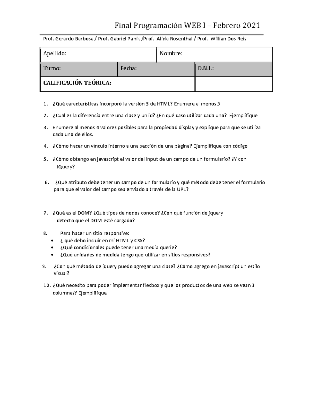 Final Febrero 2021 - Examen Teorico - Final Programación WEB I ...
