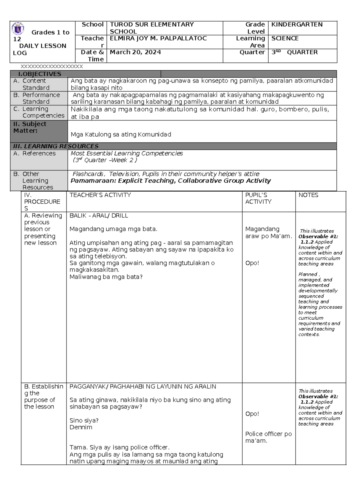 Kindergarten-2nd-quarter-COT-sy-2023-24-1 - Copy - Grades 1 to 12 DAILY ...