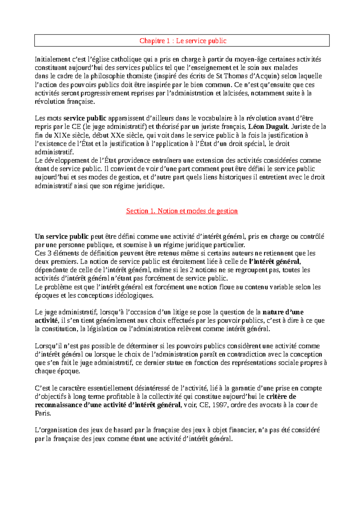 Chapitre service public - Chapitre 1 : Le service public Initialement c ...