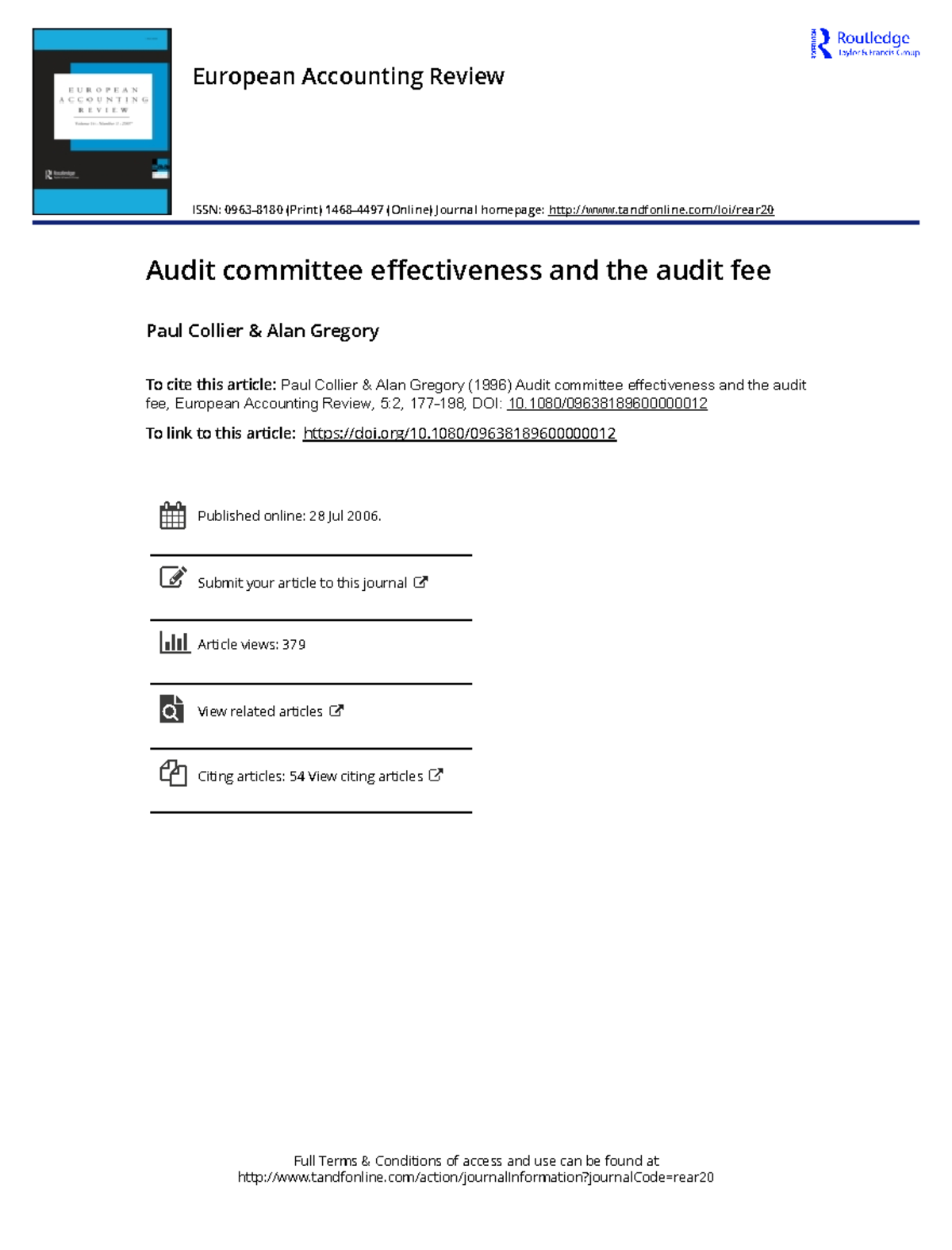 Audit committee effectiveness and the audit fee - Submit your article ...