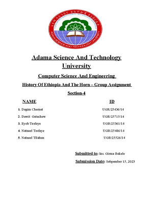 Emerging technology assingment - Adama Science and Technology University Emerging Technology ...