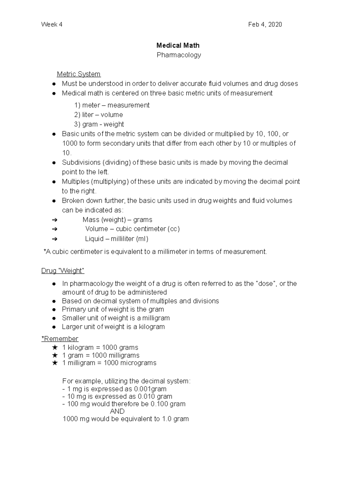 Medical math practice - Medical Math Pharmacology Metric System Must be ...
