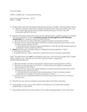 D172 Task 2 - Task 2 - Pre-Assessment A. Analyze the student pre-assessment results from the ...