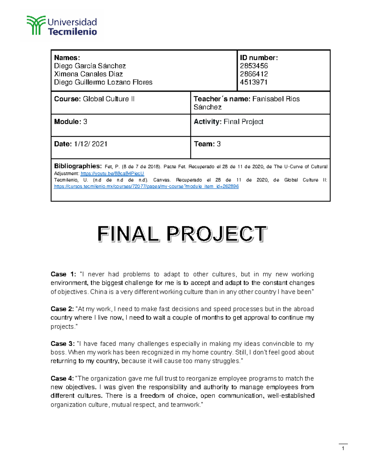 Final Project- English - Names: Diego García Sánchez Ximena Canales ...