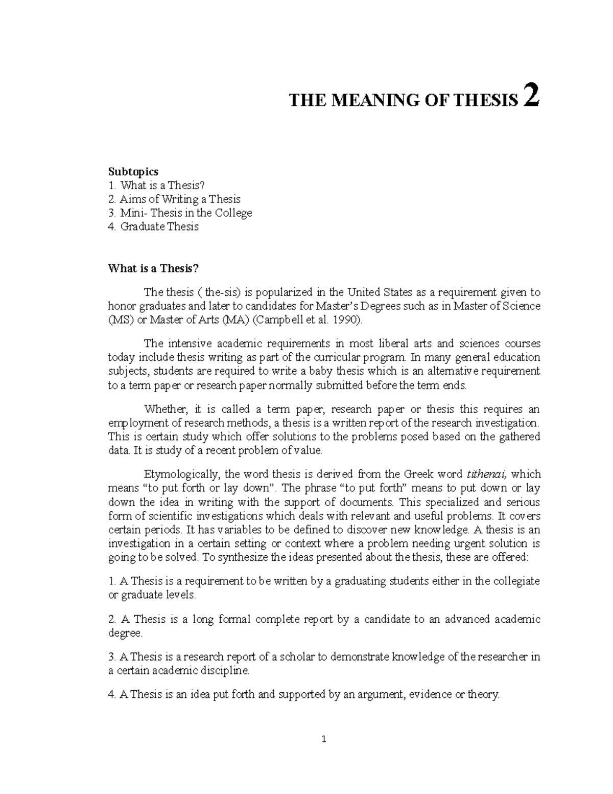 Handbook Methods of R - Research guide - THE MEANING OF THESIS 2 ...