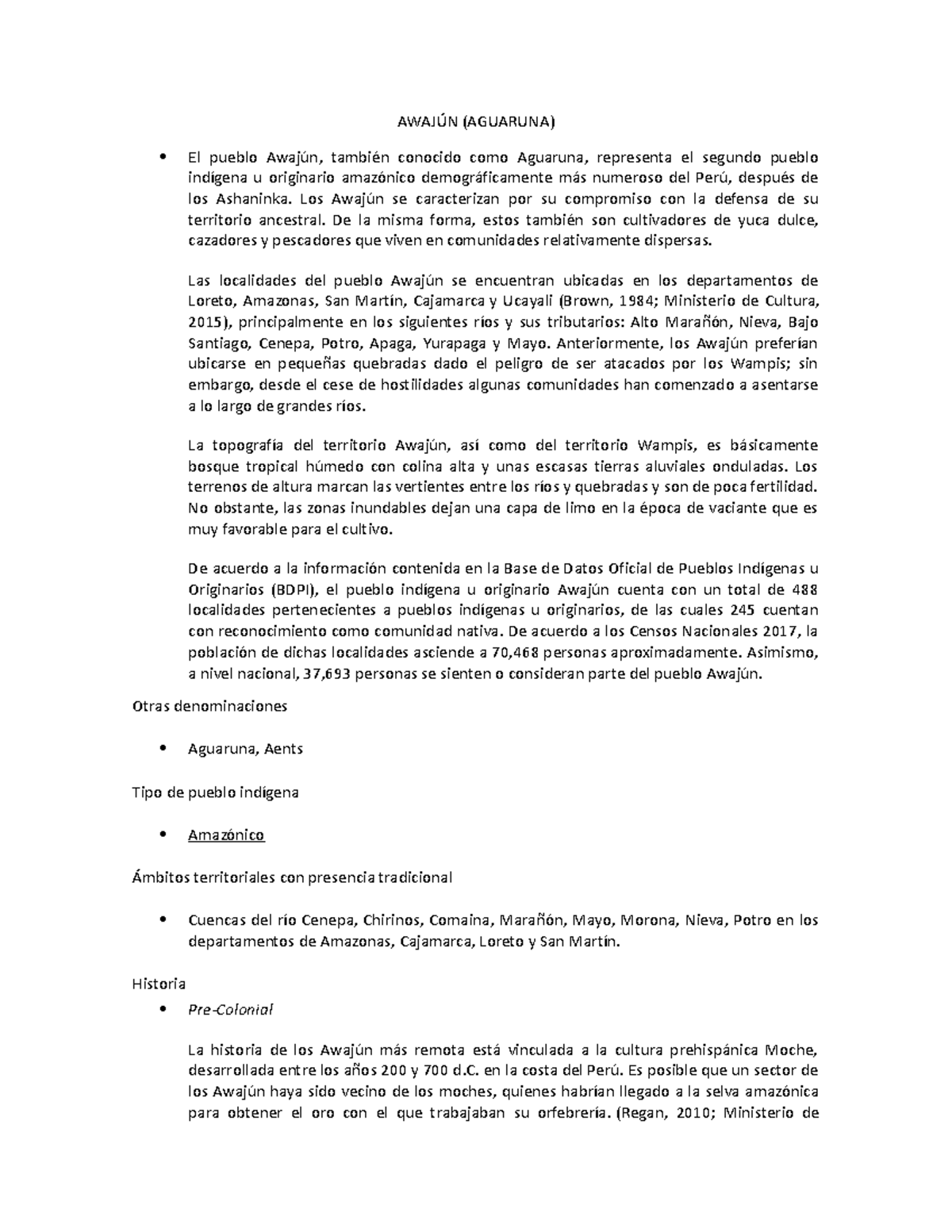 Awajún - AWAJÚN (AGUARUNA) El pueblo Awajún, también conocido como ...