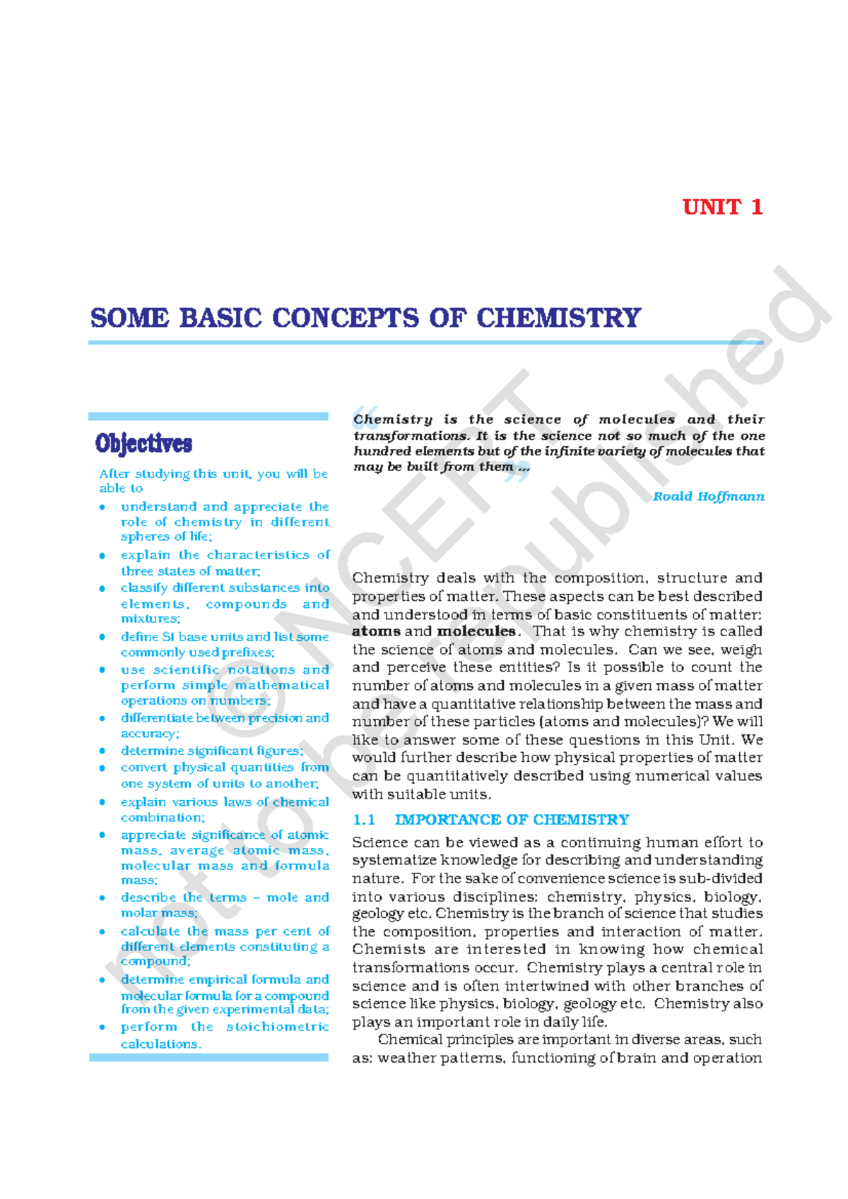 Basic Concept of Chemistry CSEC - SOME BASIC CONCEPTS OF CHEMISTRY 1 ...