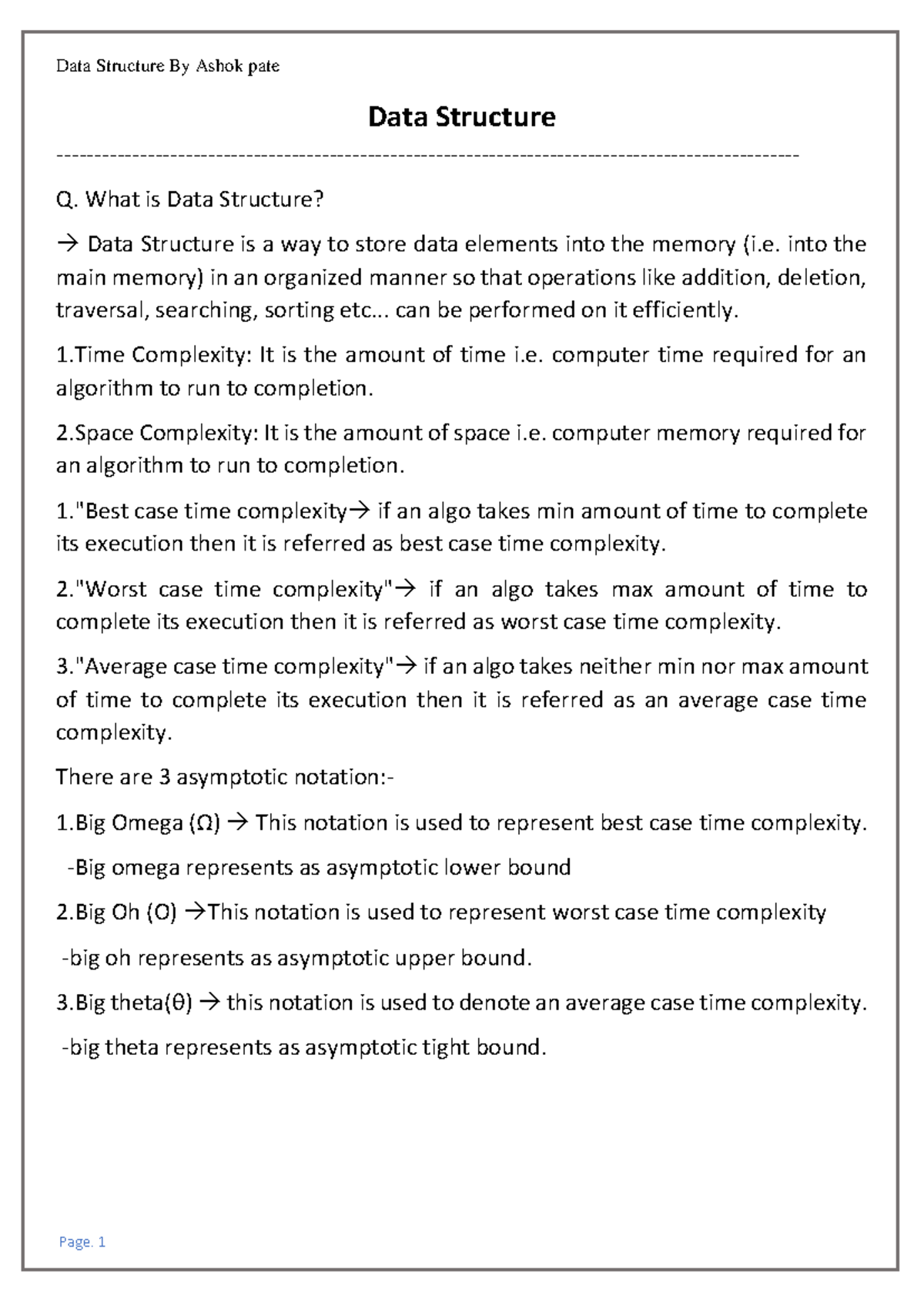 Data Structure Data Structure Q What Is Data Structure Data Structure Is A Way To Store