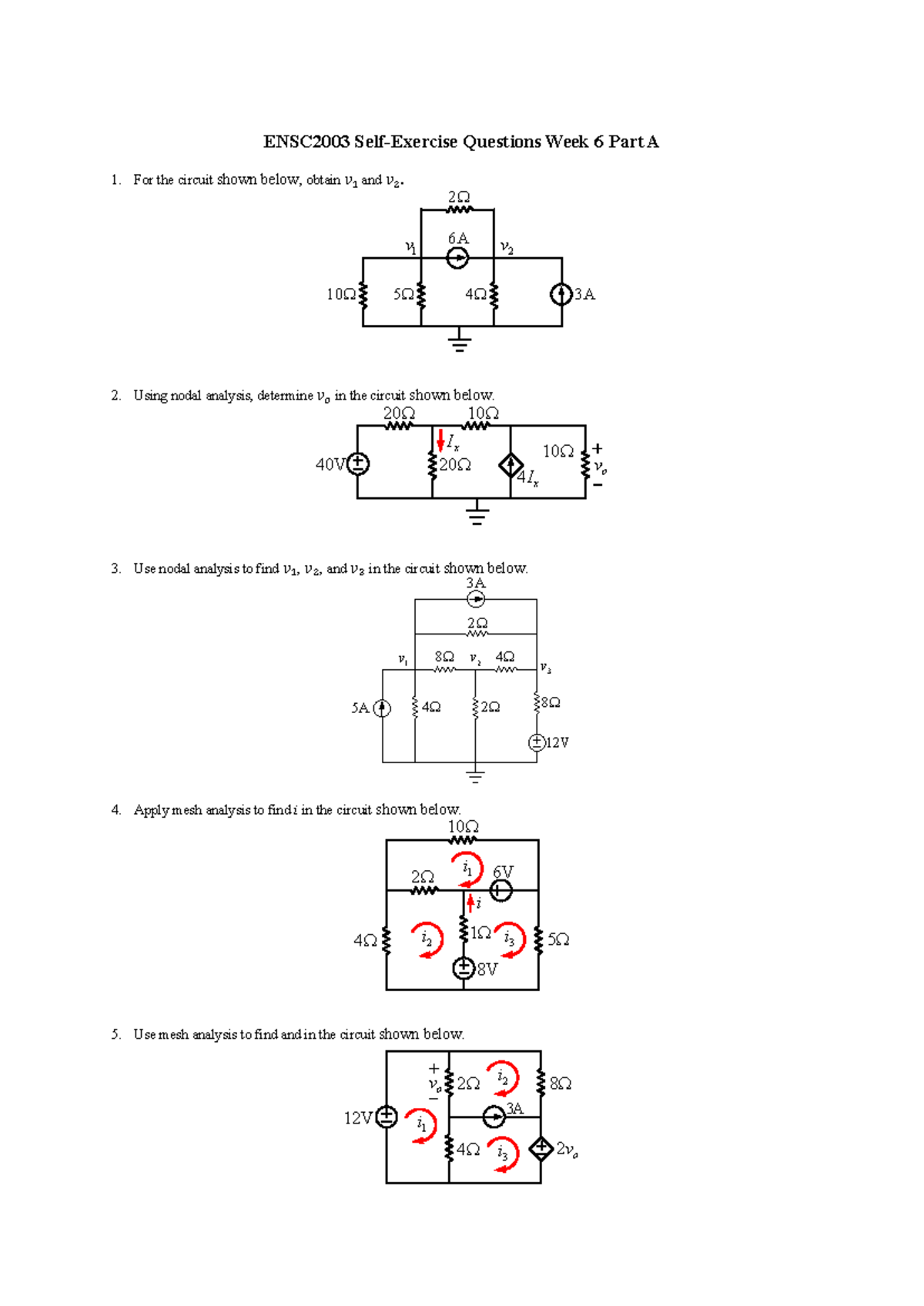 Self-exercise week 6 part A - ENSC2003 Self-Exercise Questions Week 6 ...