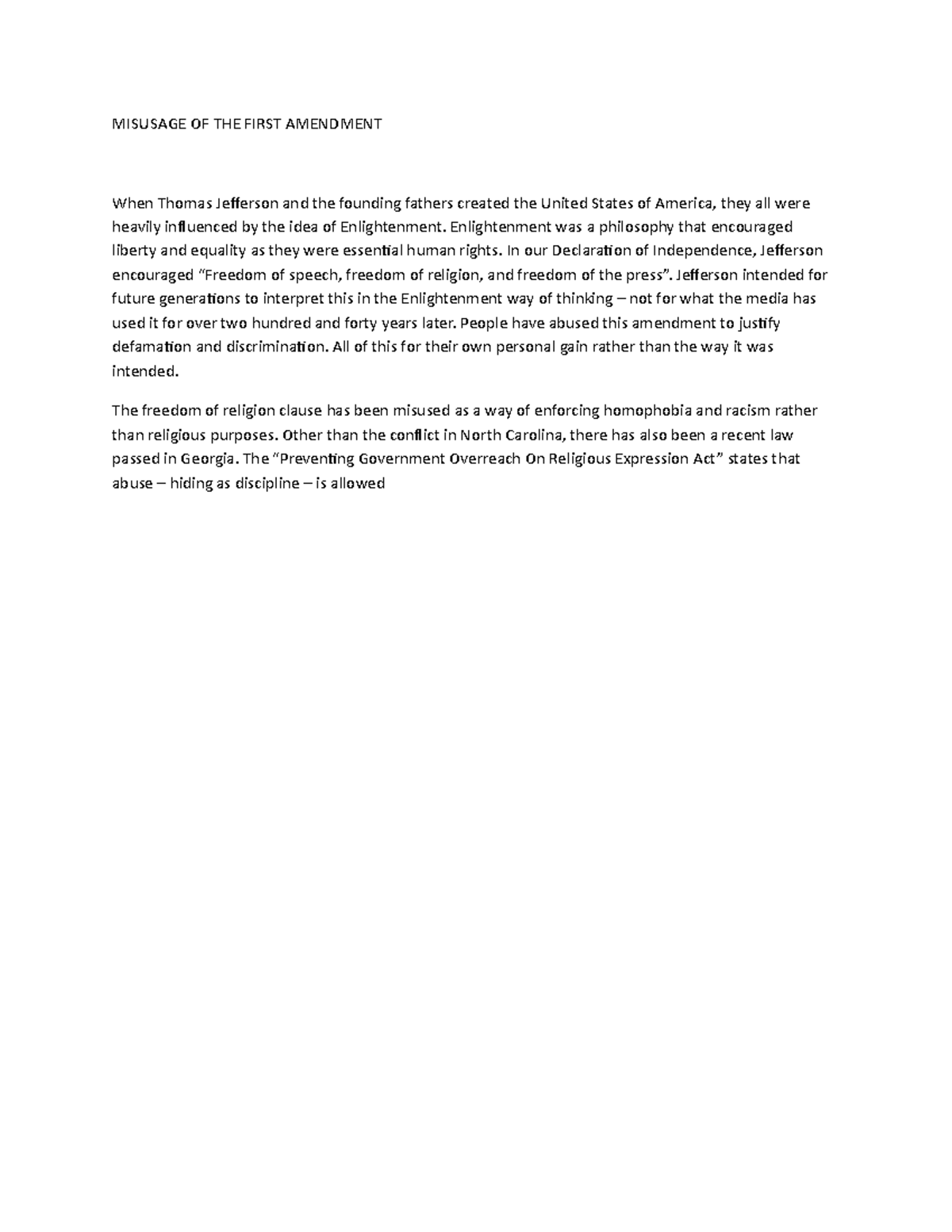 Misusage OF THE First Amendment - MISUSAGE OF THE FIRST AMENDMENT When ...