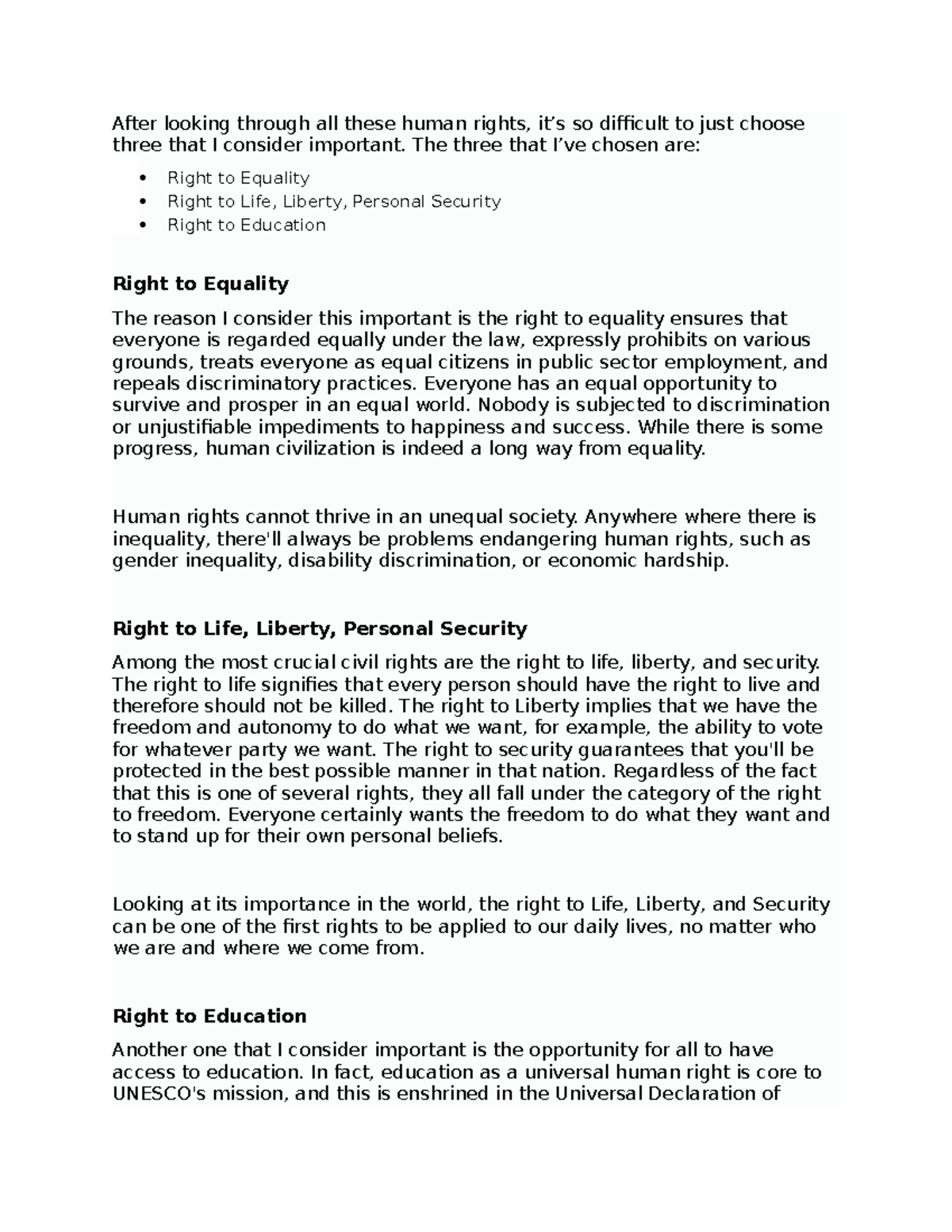 3 MOST Important Human Rights - After looking through all these human ...