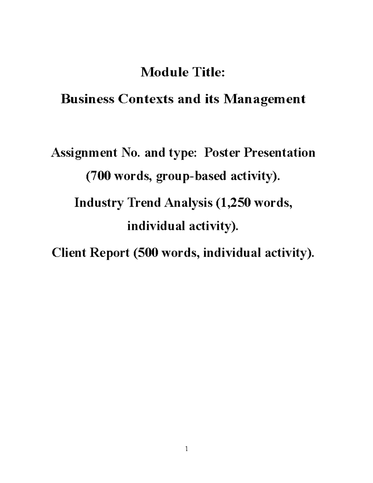 JF - 2023009 - fda - Module Title: Business Contexts and its Management ...