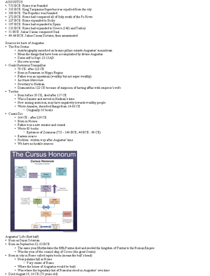 Roman Emperors Notes (Test 1) - Lecture 1: Augustus (27 BCE- 14CE ...