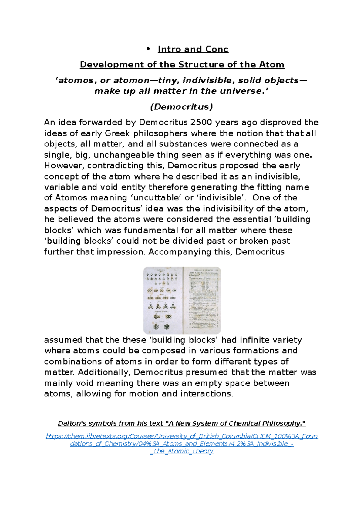 Development of the Structure of the Atom - Intro and Conc Development ...