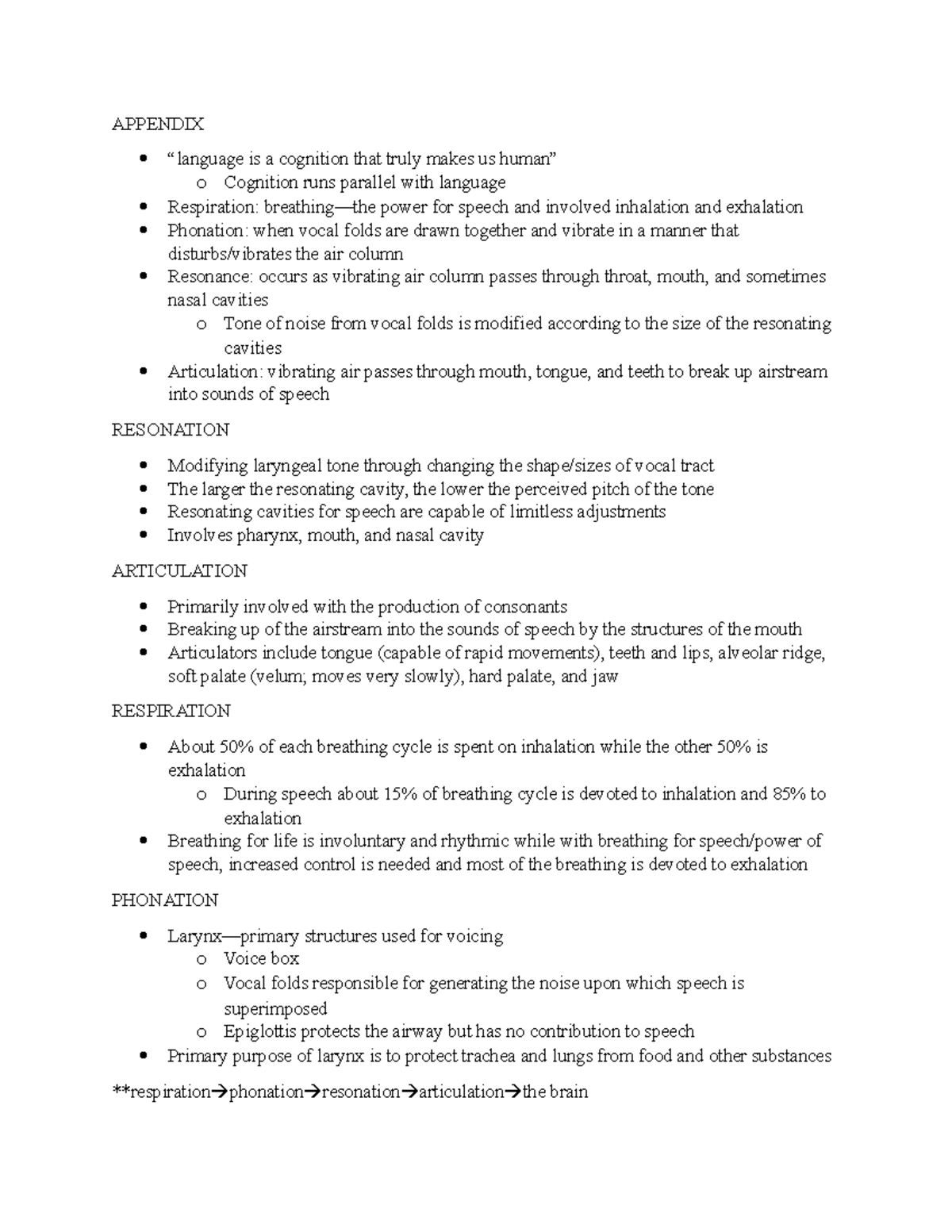 Unit 1 Class Notes - APPENDIX “language is a cognition that truly makes ...