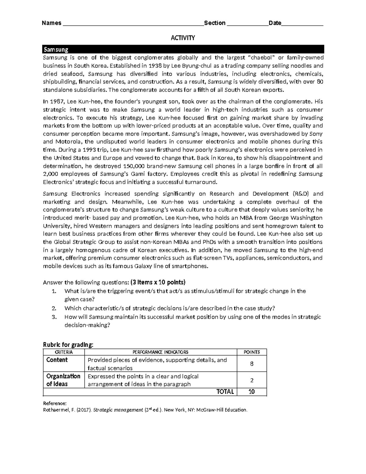 Activity-1-for-Handout-2 - Names Section Date ACTIVITY Samsung Samsung ...
