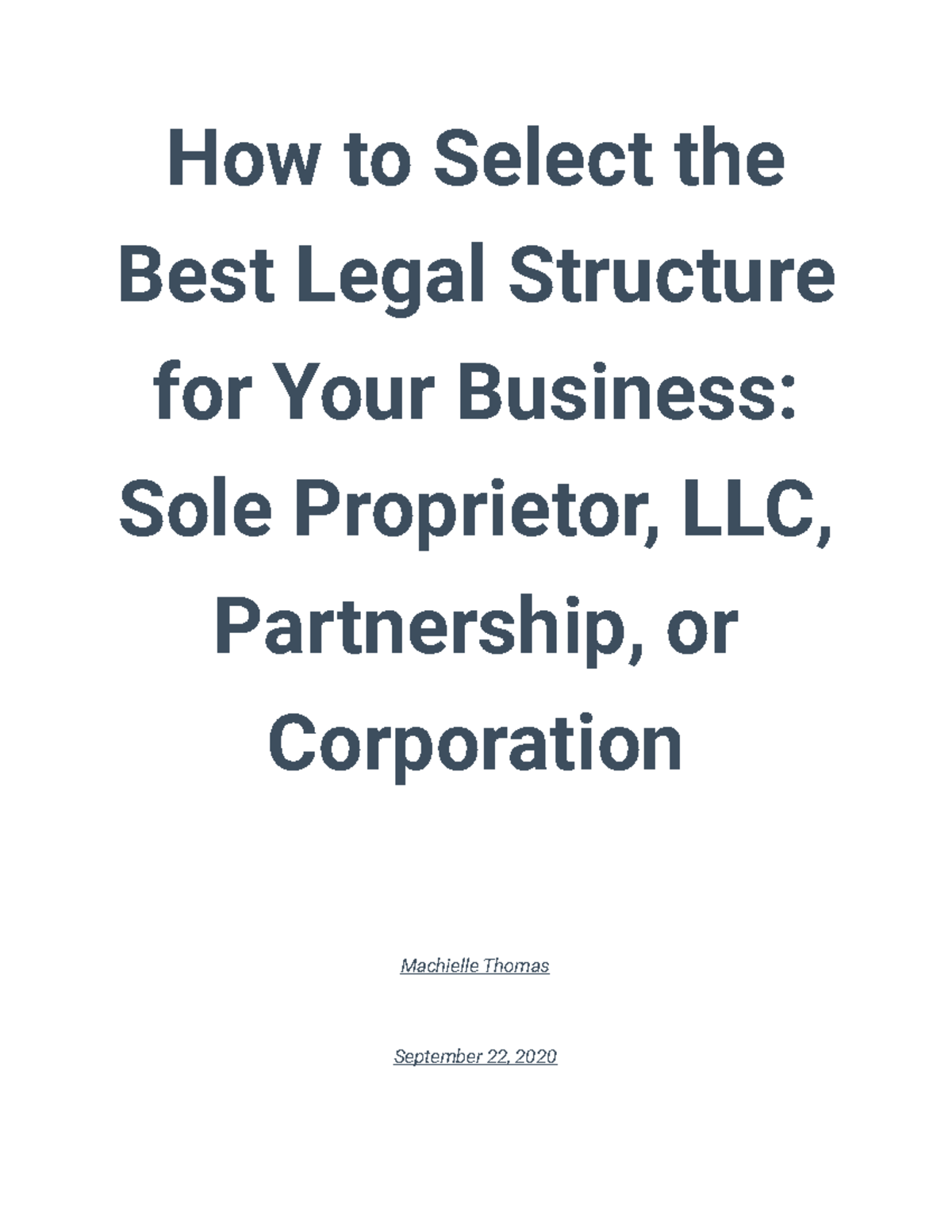 Best Legal Structure - extra notes - How to Select the Best Legal ...