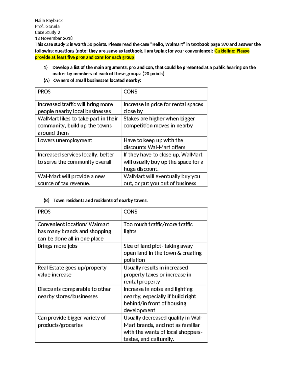 Case study two - textbook example - Haile Raybuck Prof. Gonela Case ...