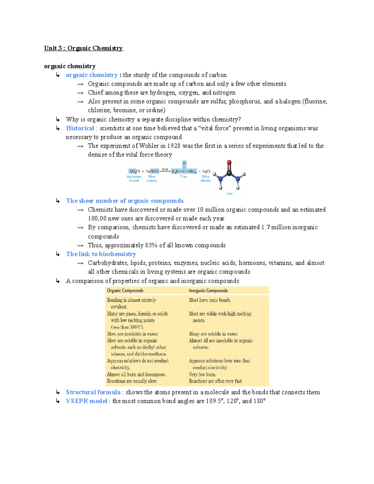 Organic chemistry notes #1 - Unit 3 : Organic Chemistry organic ...