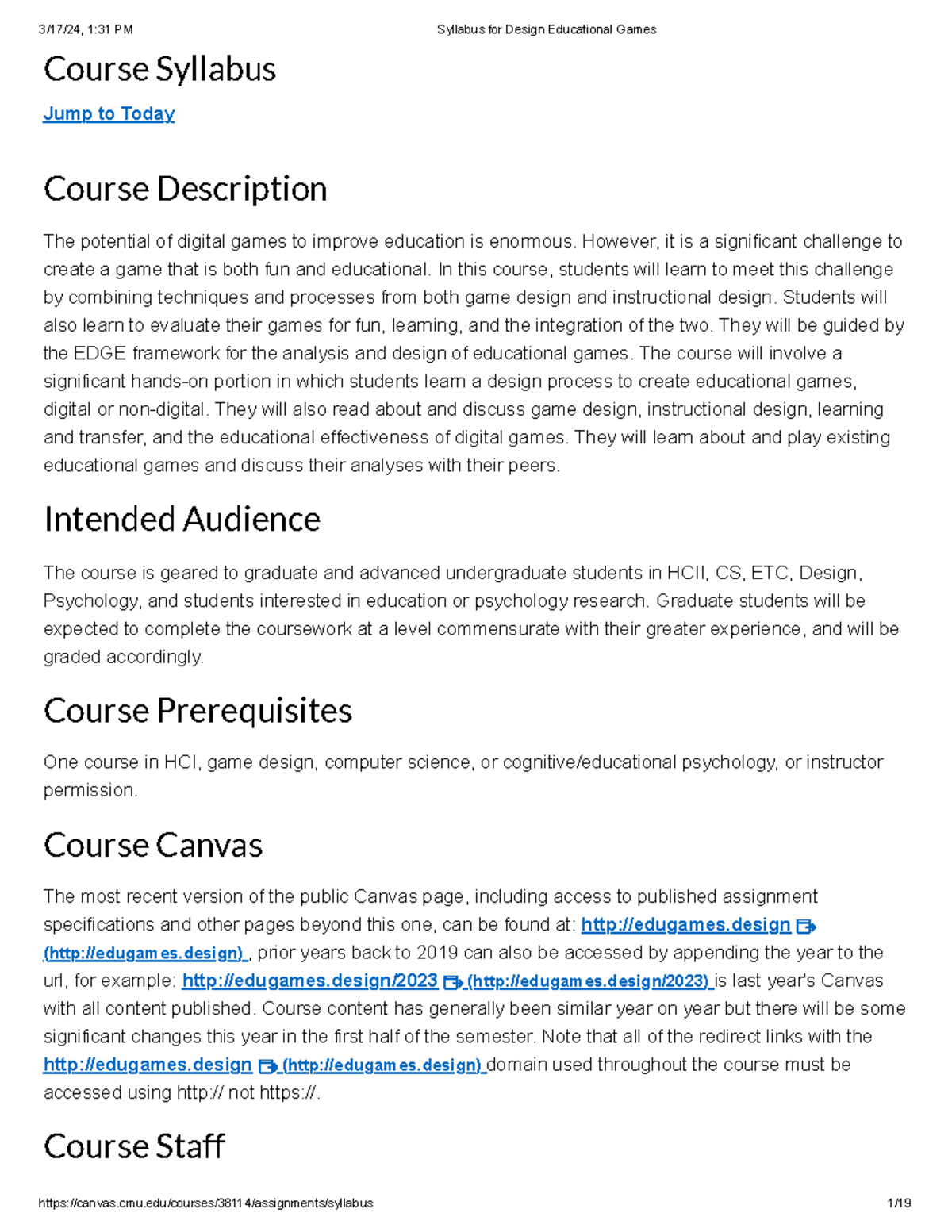 Syllabus for Design Educational Games - Course Syllabus Jump to Today ...