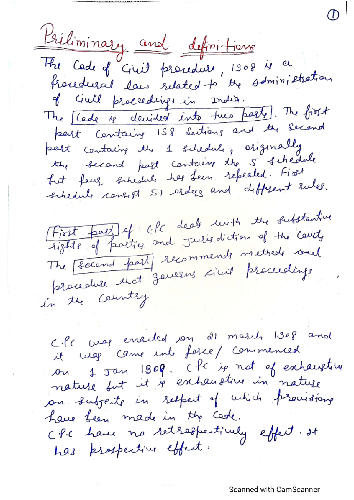 Cpc short notes-pages-1 - I Priliminary and definitions The Code of ...