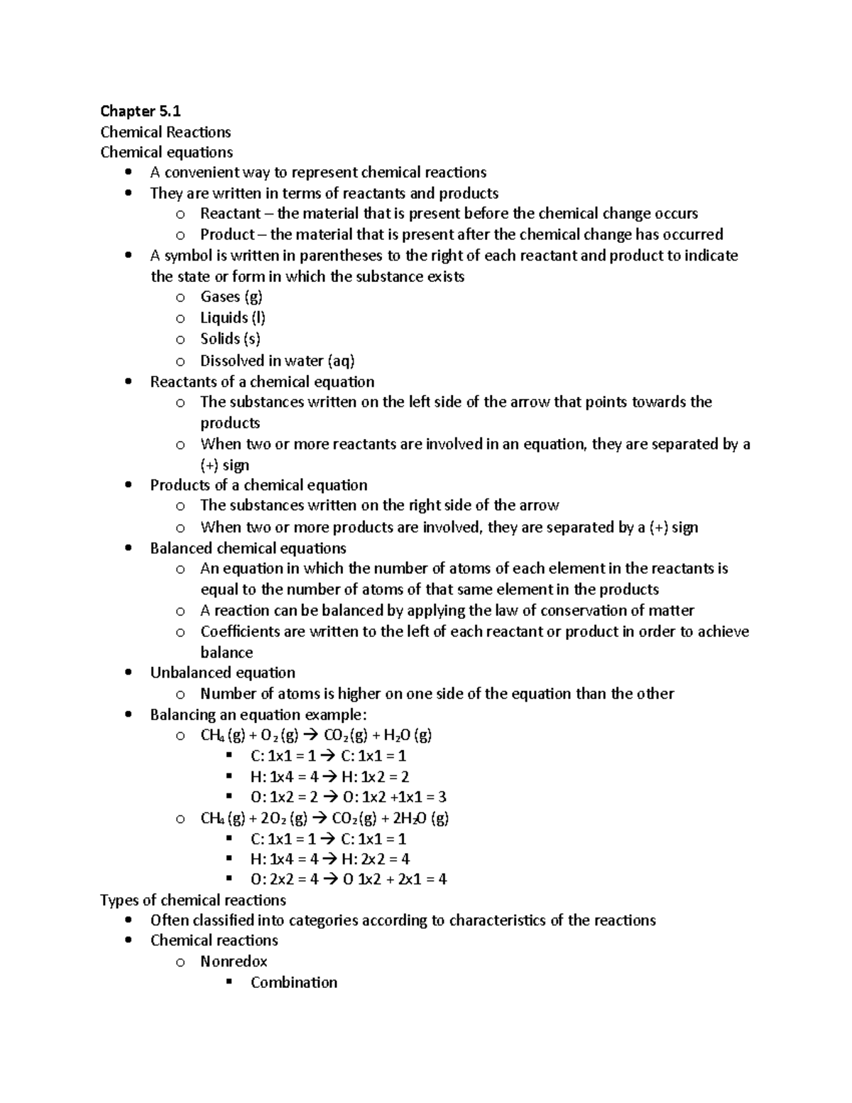CHM 103 Chapter 5 - Chemical Reactions. Professor George Dombi ...