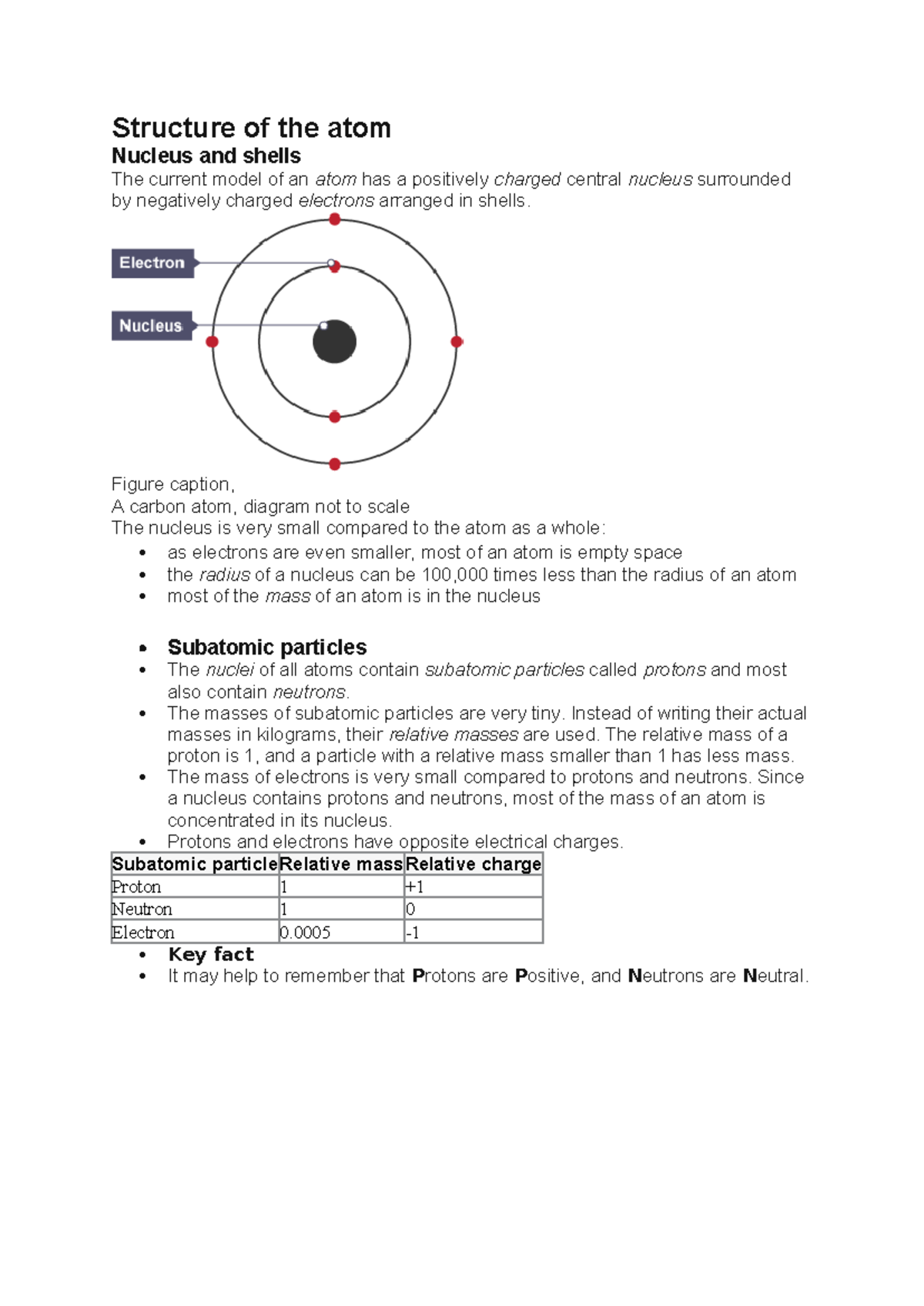 Structure of the atom - Structure of the atom Nucleus and shells The ...