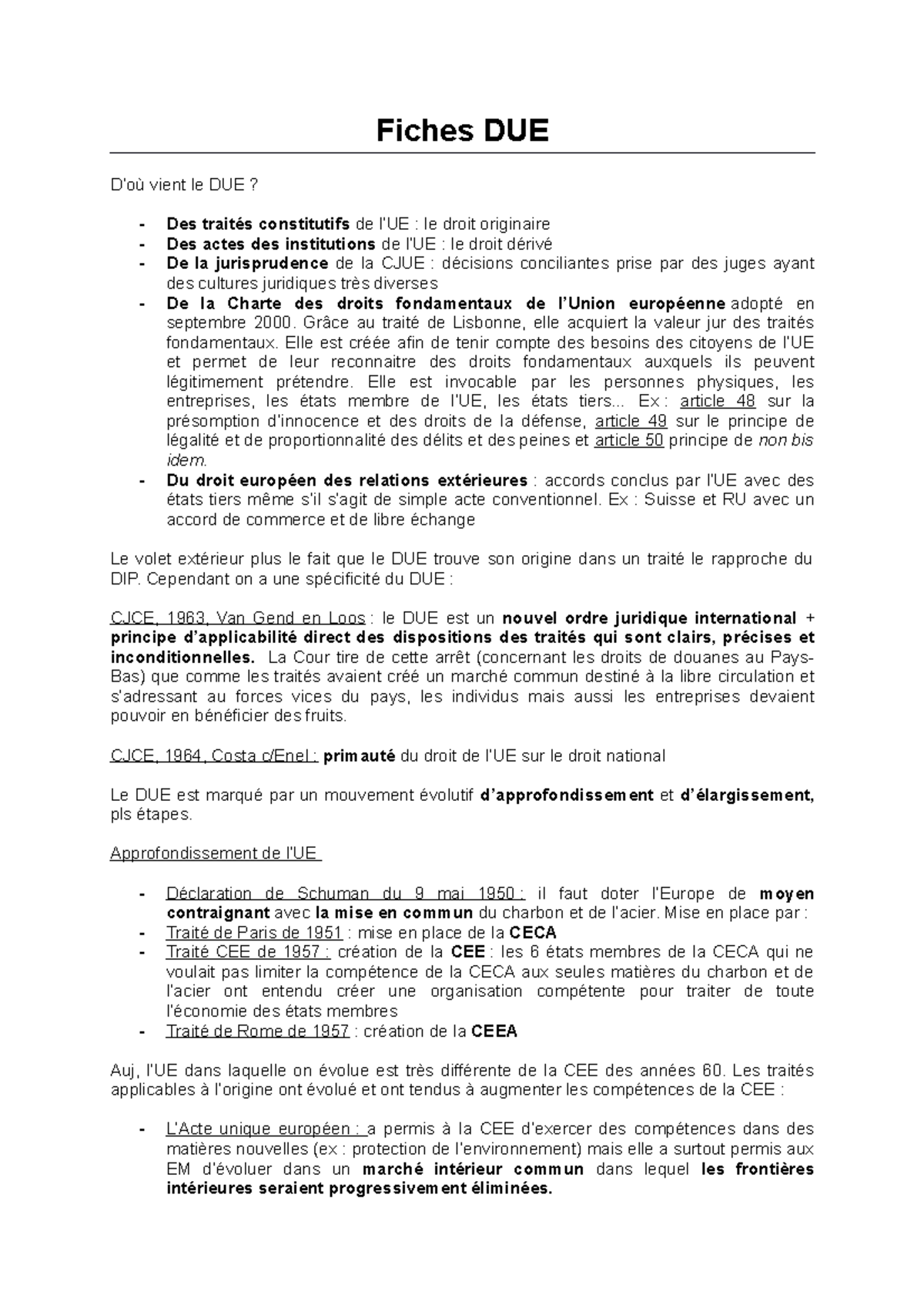 DUE-Fiches - Fiches - Fiches DUE D’où vient le DUE? - Des traités ...