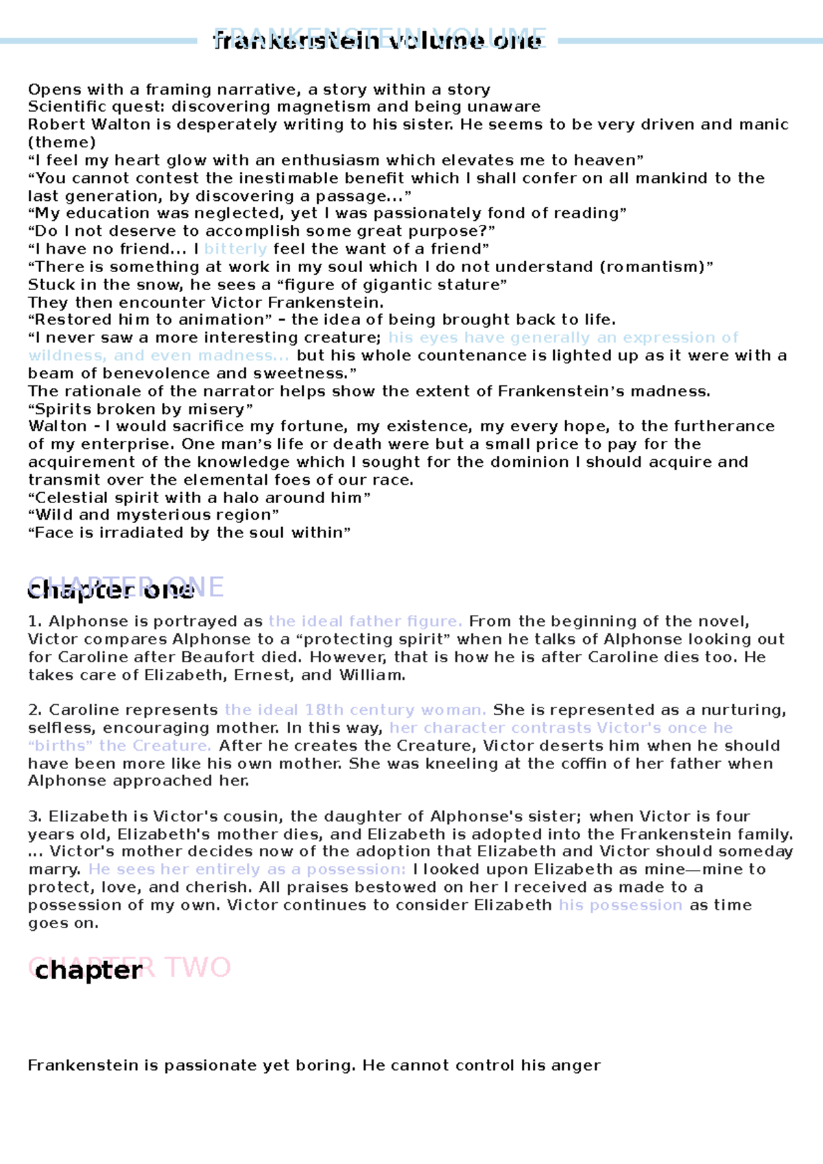 Frankenstein Volume 1 - Opens with a framing narrative, a story within ...