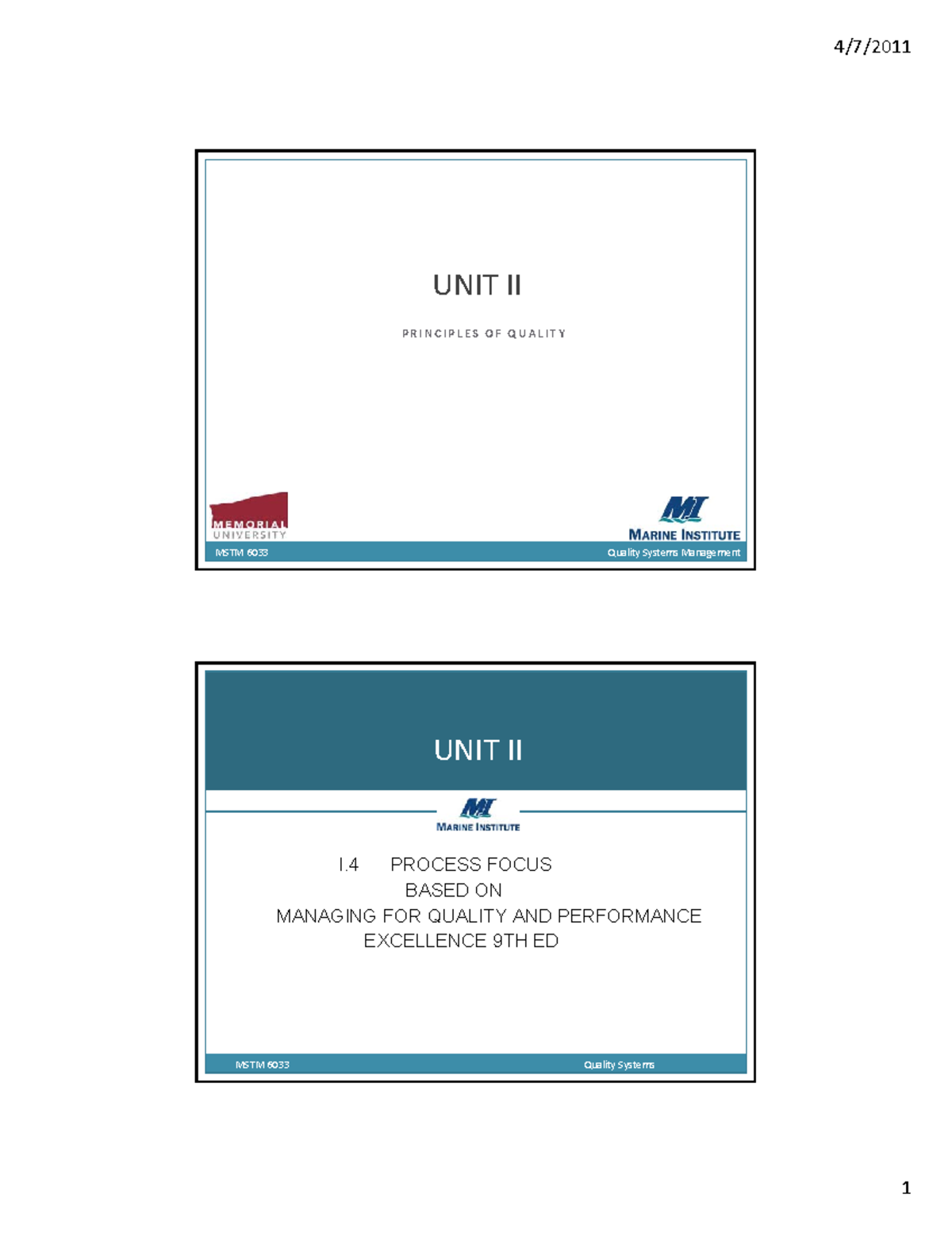 I.4 Process Focus 1 - Notes - TECH 6033 - Memorial University - Studocu