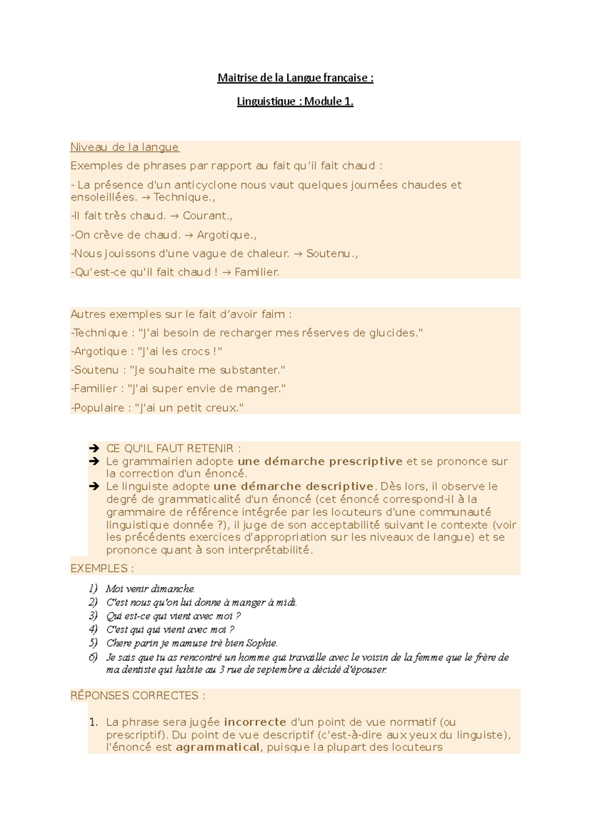 L. Module 1- chap1 (exercices) - Maitrise de la Langue française ...