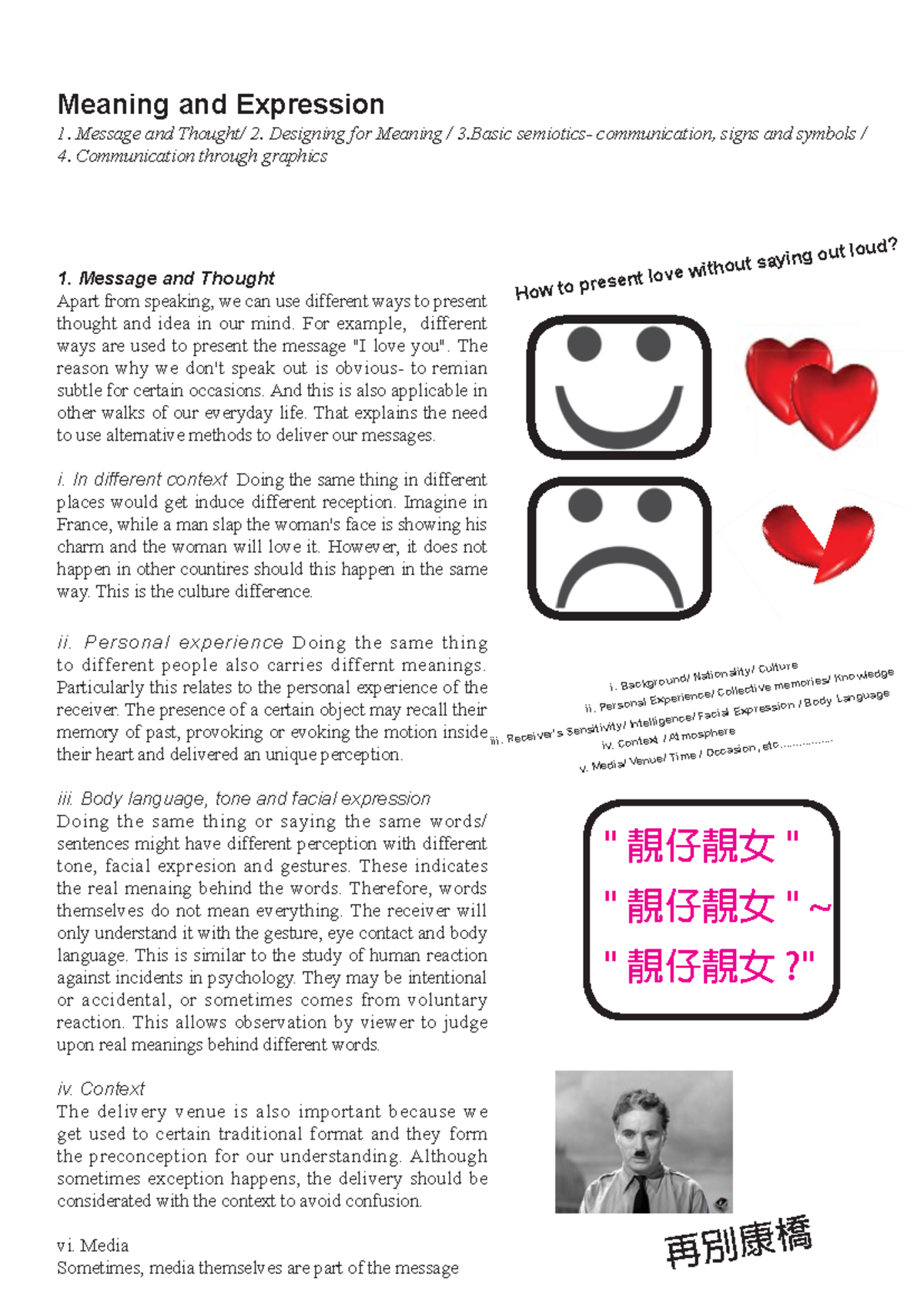 01 Week 2 Meaning and expression notes 23 24B - How to present love ...