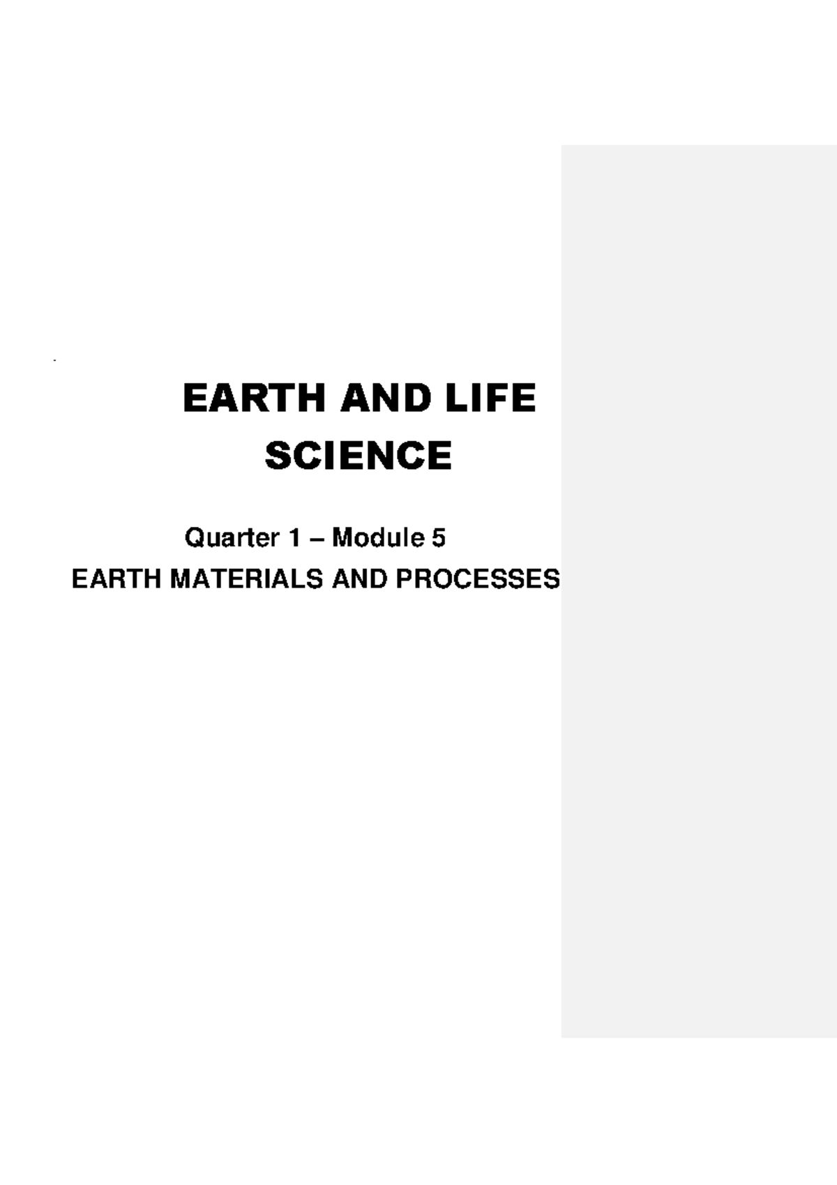 Eart and life science module 5 - NOT EARTH AND LIFE SCIENCE Quarter 1 ...