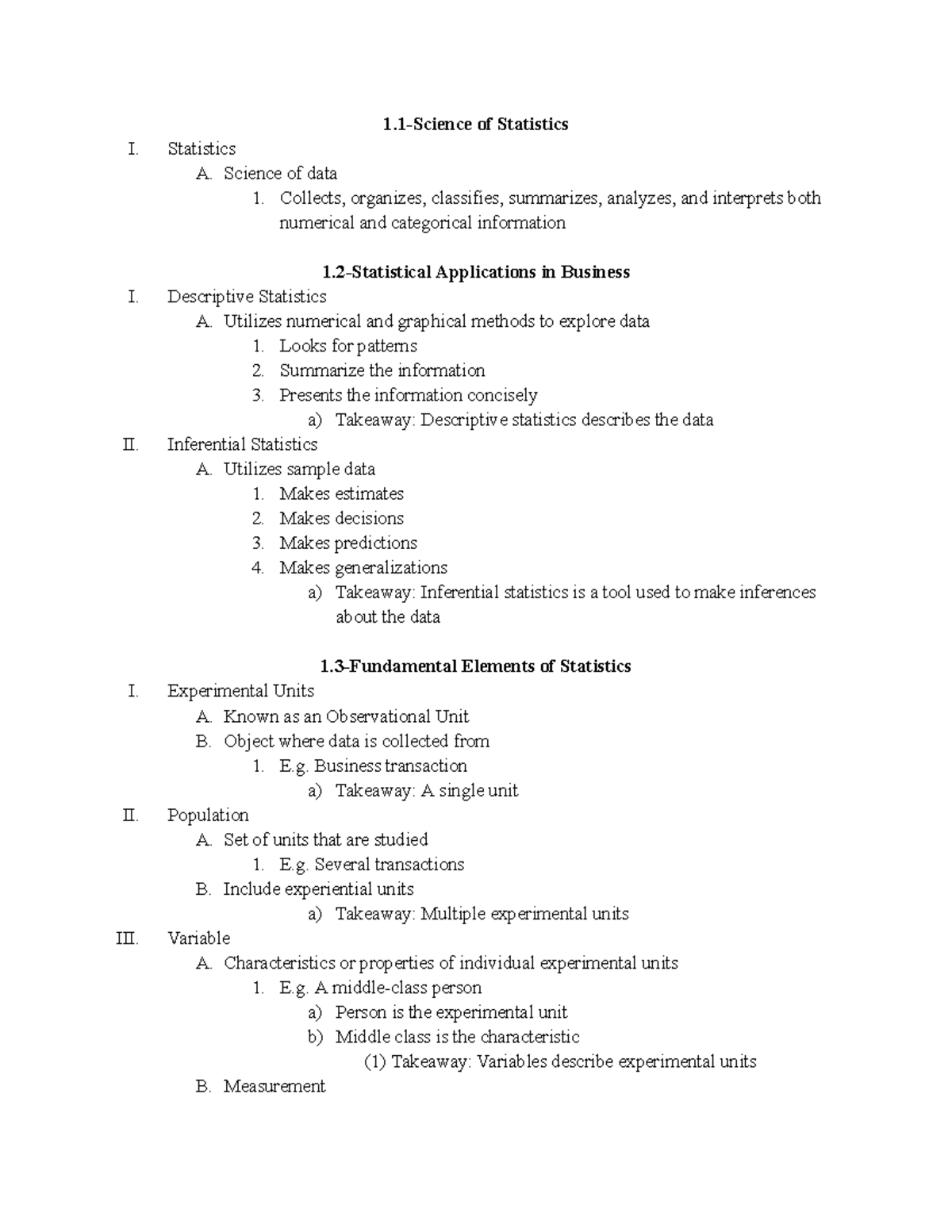 Statistics 2103 Ch 1 Text Outline - 1-Science of Statistics I ...