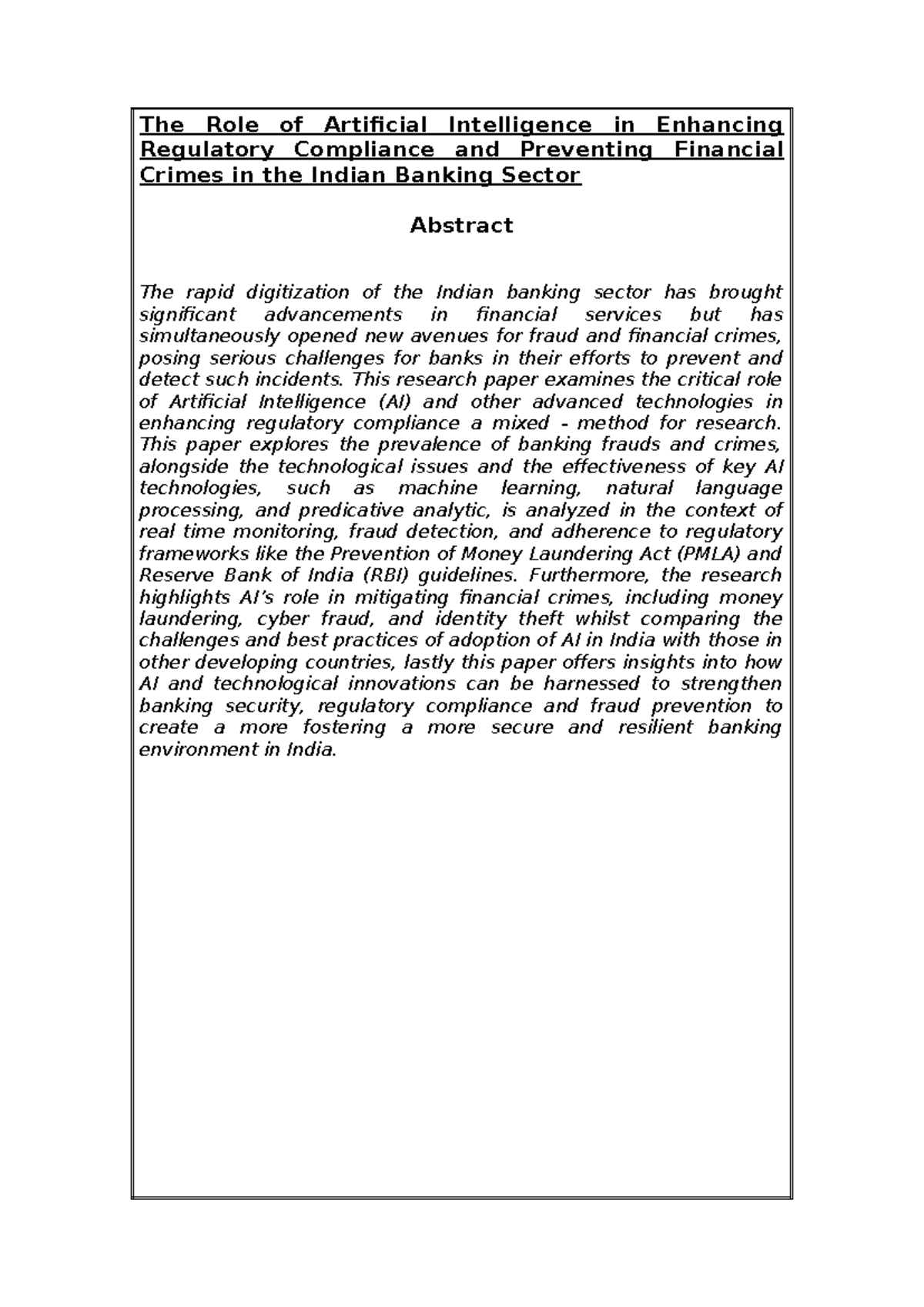 Research Paper, Banking Law (Mayur Shrestha) 20201 BAL0062 - The Role ...