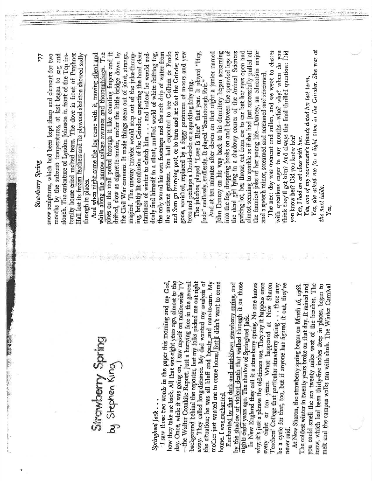 Copy of Strawberry Spring - Stephen King - Studocu