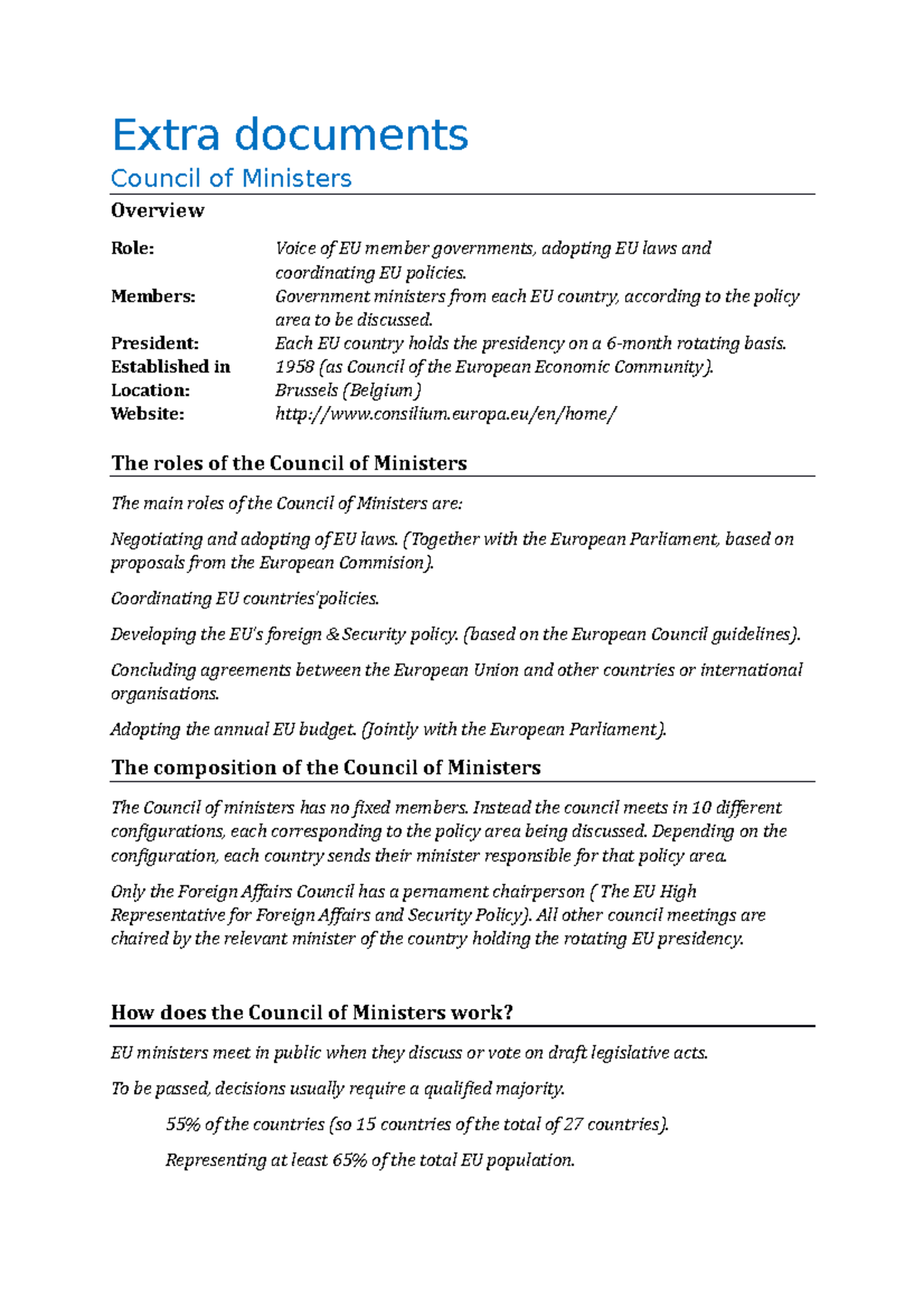 10.3 Extra Documents Council of Ministers - Extra documents Council of ...