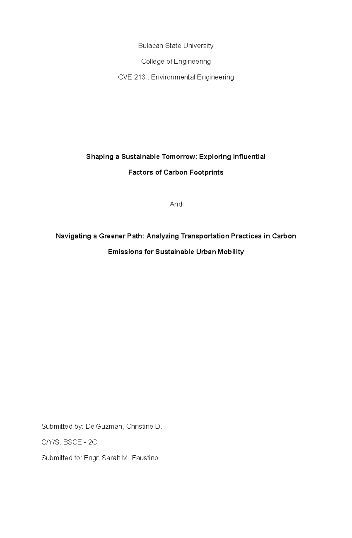 Awareness in Carbon Imprints research - Bulacan State University ...
