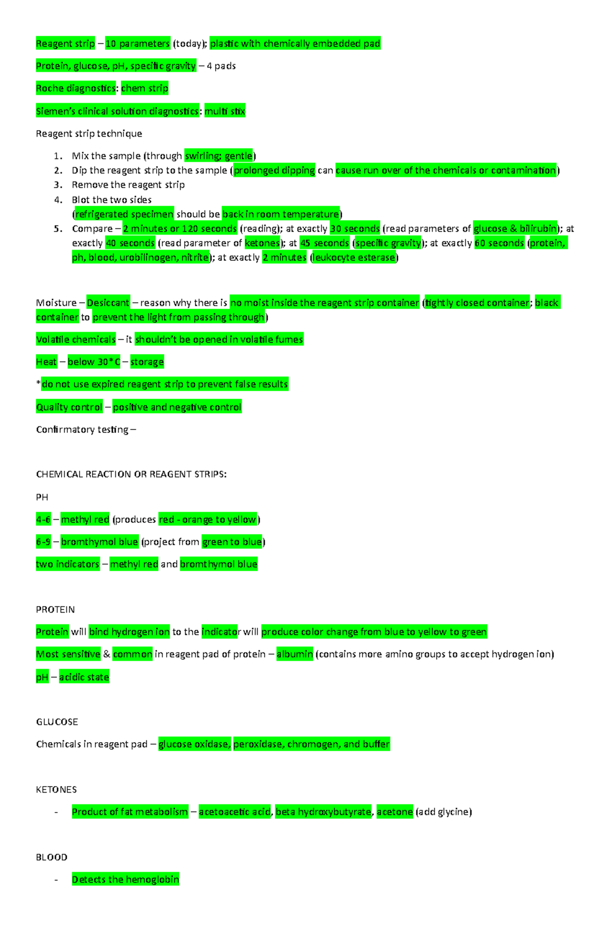 Aubf chemical examination - Reagent strip – 10 parameters (today ...