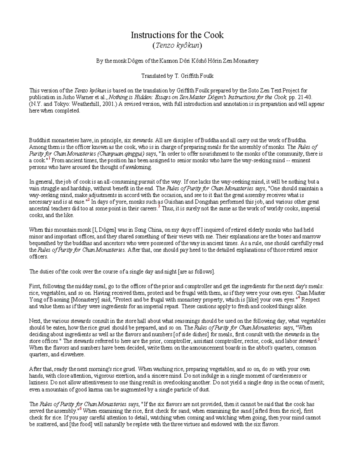 Tenzo Kyokun (Foulk) - Un libro genial - Instructions for the Cook ...