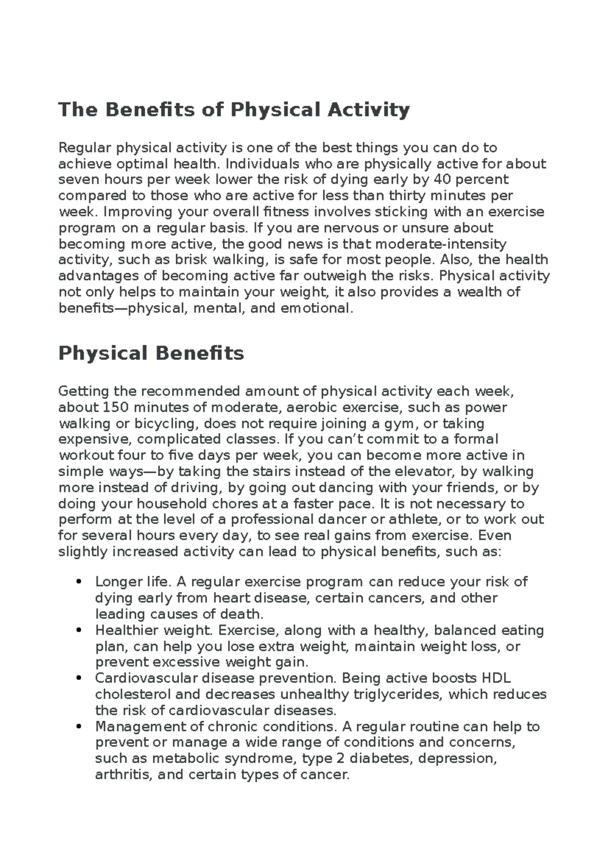 Nutri Nutrition and Physical Activity pt 2 - The Benefits of Physical ...