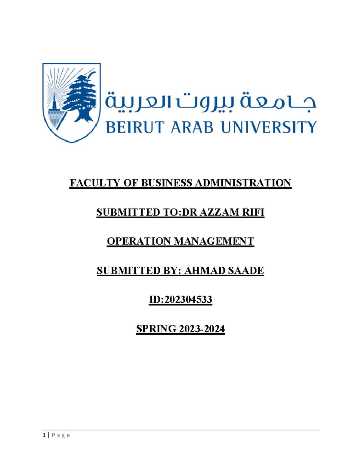 Ahmad Saadeh ahmad saade om - FACULTY OF BUSINESS ADMINISTRATION ...