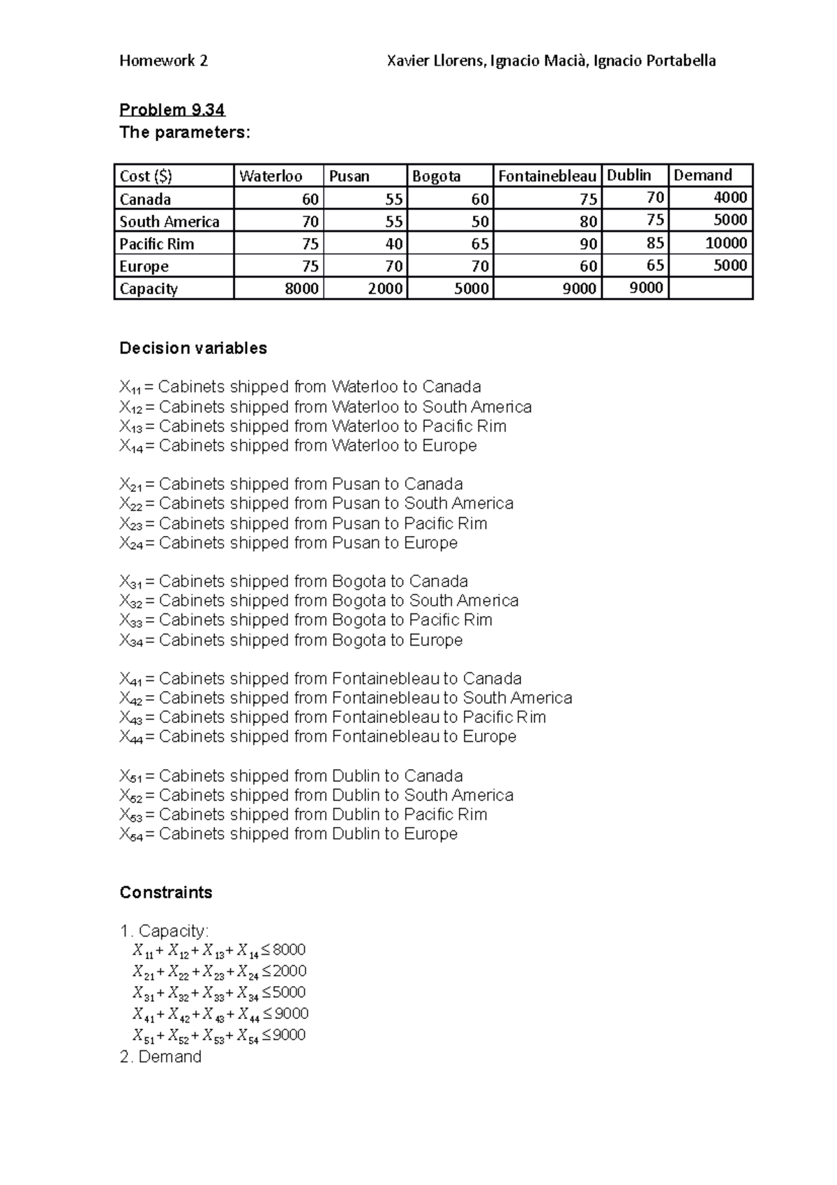 Homework 2 operations research problem set 1 - UPF - Studocu