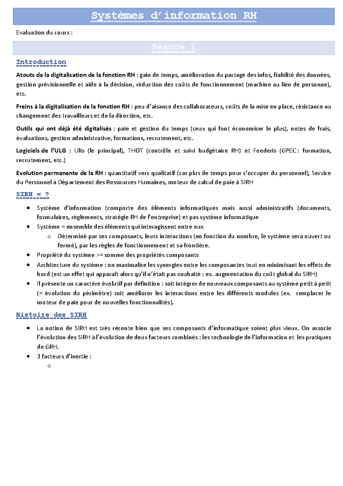 Notes de cours de système d'information des ressources humaines SIRH ...