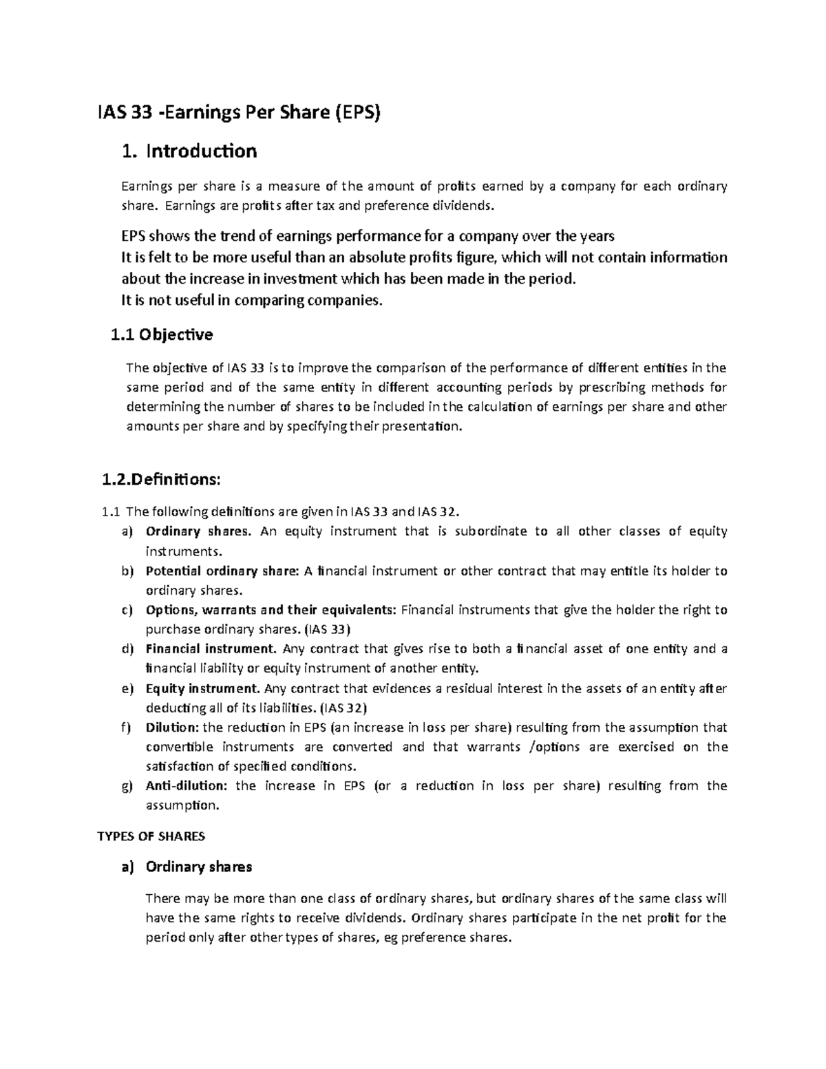Class 4-IAS 33 - Earnings per Share - IAS 33 -Earnings Per Share (EPS ...