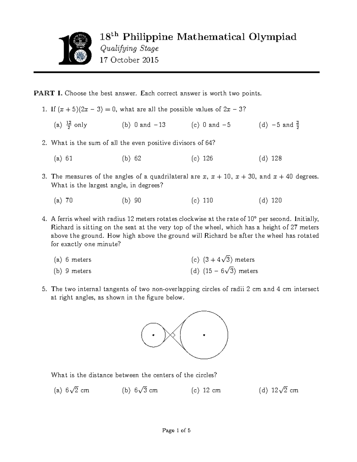 18th PMO-Qualifying Round-Questions - 18 th Philippine Mathematical ...